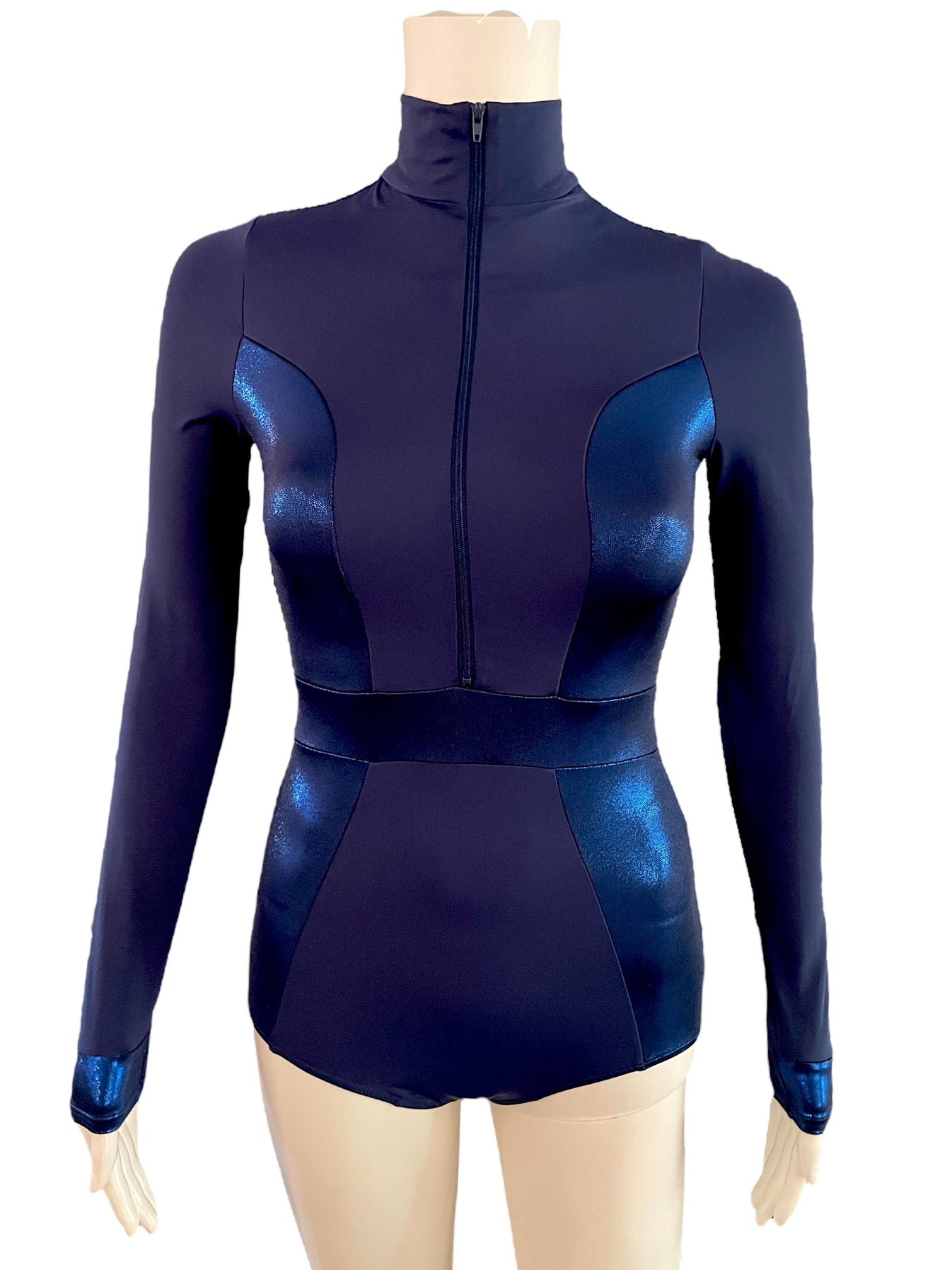 METALLIC ZIP FRONT LEOTARD-12163 – The Dance Rack